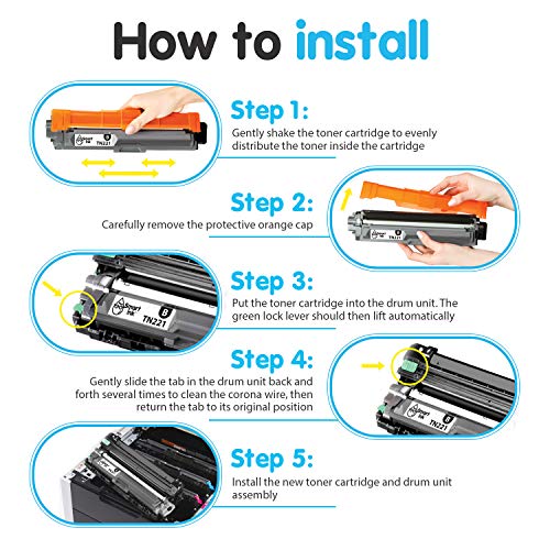 Smart Ink Compatible Toner Cartridge Replacement for Brother TN221 TN225 TN-221 TN-225 (1 Black, C/M/Y 4 Combo Pack) to use with HL-3140CW HL-3170CDW HL-3180CDW MFC-9130CW MFC-9330CDW MFC-9340CDW