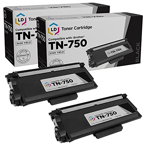 LD Compatible Toner Cartridge Replacement for Brother TN750 High Yield (Black, 2-Pack)