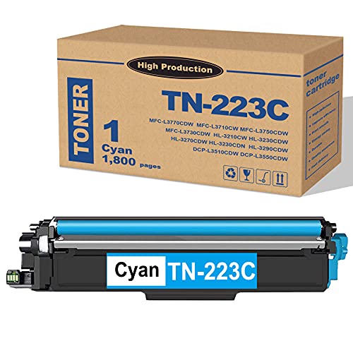 1 Pack Cyan TN223C TN-223C Toner Cartridge Compatible TN-223 Replacement for Brother MFC-L3770CDW L3710CW HL-3210CW 3230CDW 3270CDW 3230CDN DCP-L3510CDW Printers.