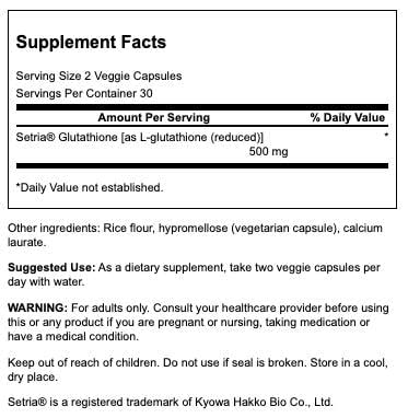 Swanson Ultra- L-Glutathione 250mg 60 Veg Caps