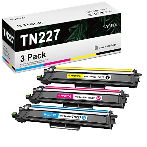 WISETA TN227 TN 227 Compatible TN227 Toner Cartridge Replacement for Brother TN227 TN-223 TN223 Compatible with MFC-L3770CDW MFC-L3750CDW HL-L3290CDW HL-L3210CW HL-L3230CDW (TN-227 C M Y, 3 Pack