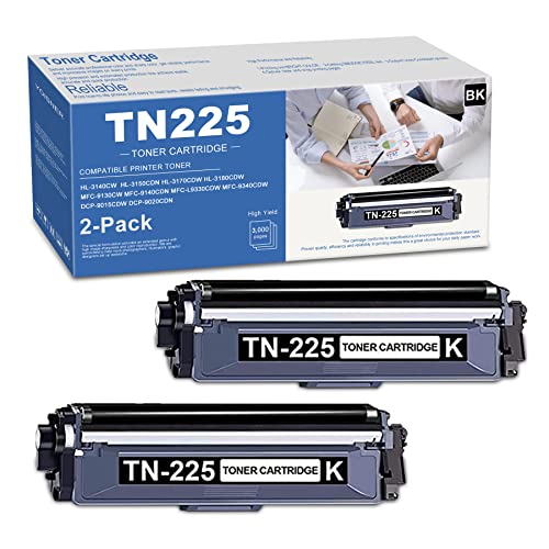 TN-225 TN225 TN221 High Yield Toner Cartridge Black Compatible TN-225BK Toner Cartridge 2 Pack Replacement for Brother TN225 TN221 HL-3180CDW MFC-9130CW 9330CDW 9340CDW DCP-9020CDN Printers by HIYO