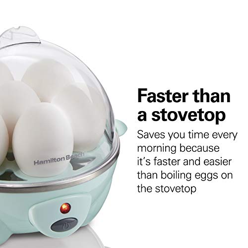 Hamilton Beach 25504 3-in-1 Electric Hard Boiled Egg Cooker Poacher & Omelet Maker, Makes 7, Mint