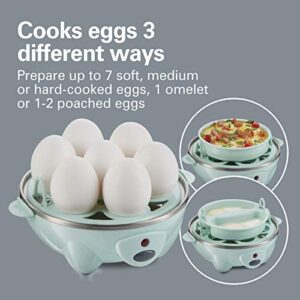 Hamilton Beach 25504 3-in-1 Electric Hard Boiled Egg Cooker Poacher & Omelet Maker, Makes 7, Mint