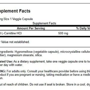 Swanson Acetyl L-Carnitine 500 Milligrams 240 Veg Capsules (2 Pack)