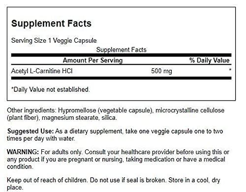 Swanson Acetyl L-Carnitine 500 Milligrams 240 Veg Capsules (2 Pack)