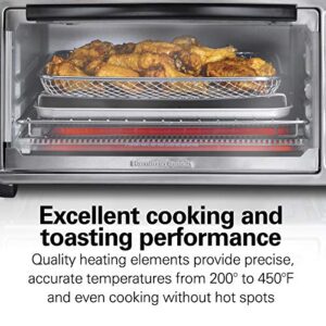 Hamilton Beach 31413 Countertop Toaster Oven, with Bake Pan, 6-Slice Sure Crisp, Stainless Steel