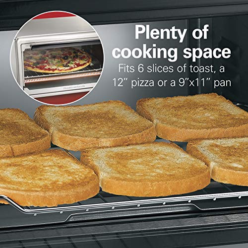 Hamilton Beach 31413 Countertop Toaster Oven, with Bake Pan, 6-Slice Sure Crisp, Stainless Steel