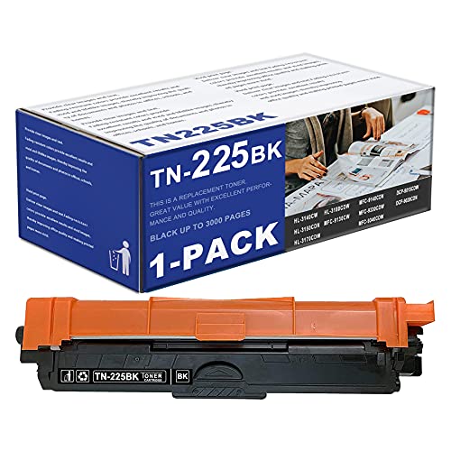 INDI 1 Pack TN225BK TN225 TN225 Black High Yield Toner Cartridge Replacement for Brother HL3140CW 3150CDN 3170CDW 3180CDW DCP9015CDW 9020CDN MFC9130CW 9140CDN 9330CDW 9340CDW Printer.