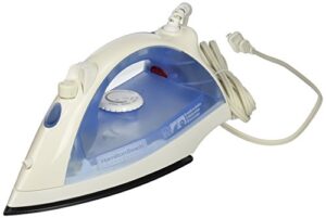 hamilton beach commercial lightweight steam iron with 3-way automatic shutoff and nonstick soleplate (hir200r), white and blue