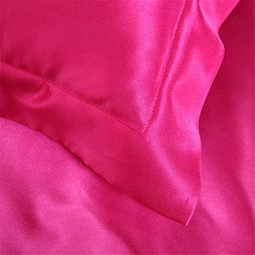 Cotton Home Depot Luxury 6-Piece Satin Lightweight Solid Duvet Cover Set Comforter Set ( Duvet Cover + Comforter + 4 Pillow Cases ) Hotel Quality Bedding Set Hot Pink King