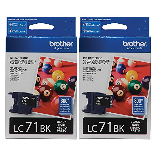 Genuine Brother LC71BK Black Ink Cartridge 2-Pack