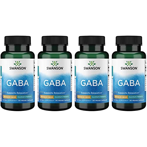 Swanson Amino Acid Maximum Strength GABA 750 Milligrams 60 Veg Capsules (4 Pack)