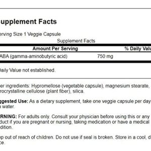 Swanson Amino Acid Maximum Strength GABA 750 Milligrams 60 Veg Capsules (4 Pack)