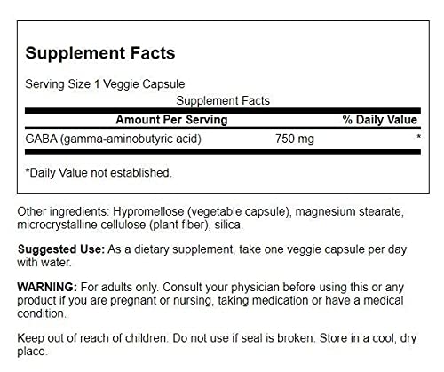 Swanson Amino Acid Maximum Strength GABA 750 Milligrams 60 Veg Capsules (4 Pack)