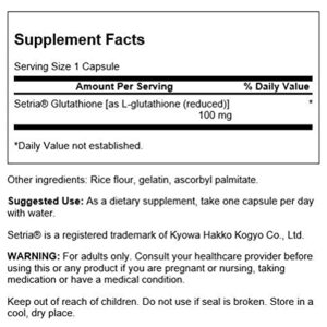 Swanson Amino Acid L-Glutathione 100 Milligrams 100 Capsules 4 Pack