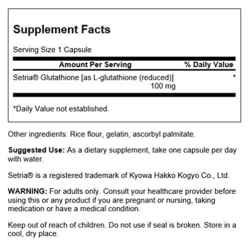 Swanson Amino Acid L-Glutathione 100 Milligrams 100 Capsules 4 Pack