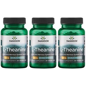 swanson amino acid double potency suntheanine l-theanine 200 milligrams 60 veg capsules 3 pack