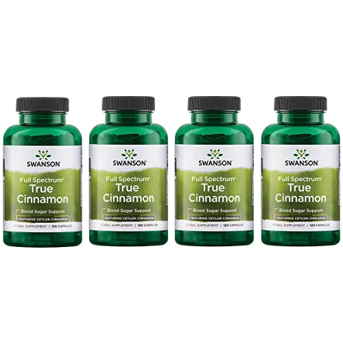 Swanson Full Spectrum True Cinnamon - Herbal Supplement - (120 Capsules, 300mg Each) 4 Pack