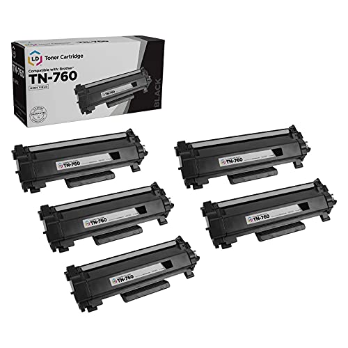 LD Products Compatible Toner Cartridge Replacement for Brother TN760 TN-760 TN 760 TN730 TN-730 (Black, 5-Pack) for DCP-L2550DW HL-L2325DW HL-L2370DW HL-L2390DW HL-L2395DW MFC-L2717DW MFC-L2730DW