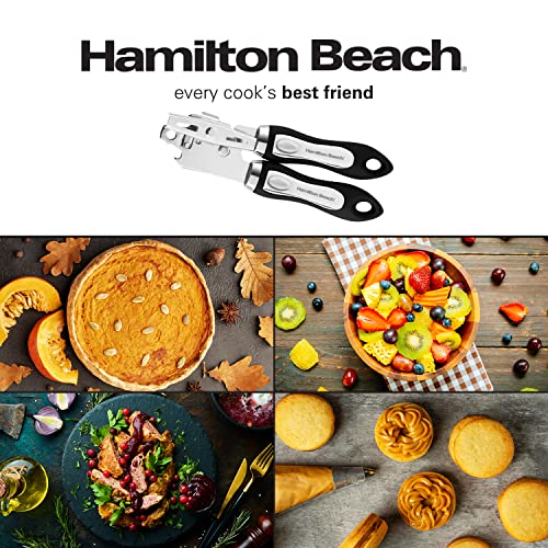 Hamilton Beach Can Opener 8.5in Soft Touch PP Handle, Stainless Steel Sharp Blade, Ergonomic & Easy Grip Heavy Duty, Can Openers Smooth Edge, Can Opener Manual for Home, Kitchen & Restaurant ? Black