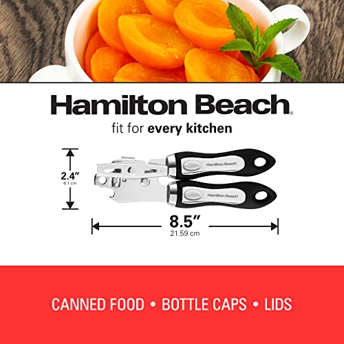 Hamilton Beach Can Opener 8.5in Soft Touch PP Handle, Stainless Steel Sharp Blade, Ergonomic & Easy Grip Heavy Duty, Can Openers Smooth Edge, Can Opener Manual for Home, Kitchen & Restaurant ? Black