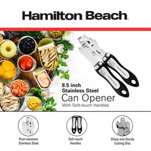 Hamilton Beach Can Opener 8.5in Soft Touch PP Handle, Stainless Steel Sharp Blade, Ergonomic & Easy Grip Heavy Duty, Can Openers Smooth Edge, Can Opener Manual for Home, Kitchen & Restaurant ? Black