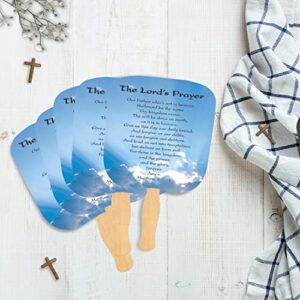 Swanson Christian Products Church Fans - Hand Held Parlor Fans for Adults - Hand Fans for Church Services - The Lord's Prayer - Pack of 25