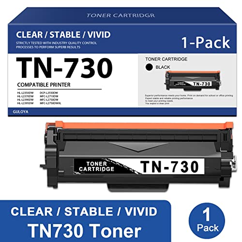 GULOYA TN730 TN-730 Toner Cartridge Black High Yield 1 Pack Compatible Replacement for Brother TN7301PK MFC-L2710DW L2750DW HL-L2350DW L2370DW/DWXL DCP-L2550DW Printer Toner