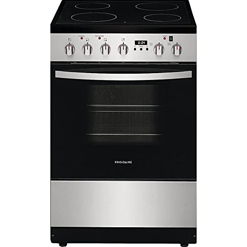 Frigidaire FCFE2425AS 24" Electric Freestanding Range with 4 Burners, Smoothtop Cooktop, Storage Drawer, in Stainless Steel