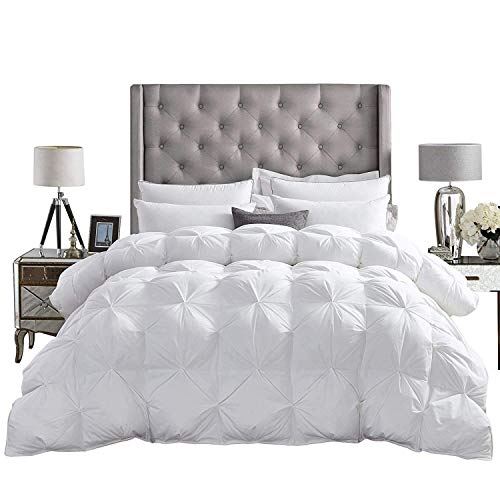 Cotton Home Depot 3 Piece Pinch Pleated Comforter Premium 600 Thread Count 100% Egyptian Cotton Super Soft (King/Cal King Size , White Colour )