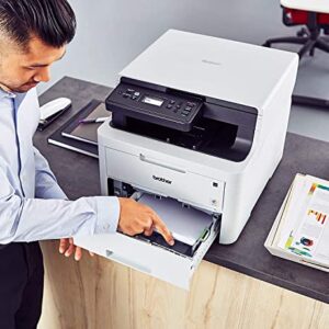 Brother HL-L32 90CDW Wireless Compact Digital Color Laser All-in-One Printer, Print Scan Copy, 600 x 2400 dpi, Duplex Printing, 25ppm, 250-sheet, Compatible with Alexa, Durlyfish USB Printer Cable