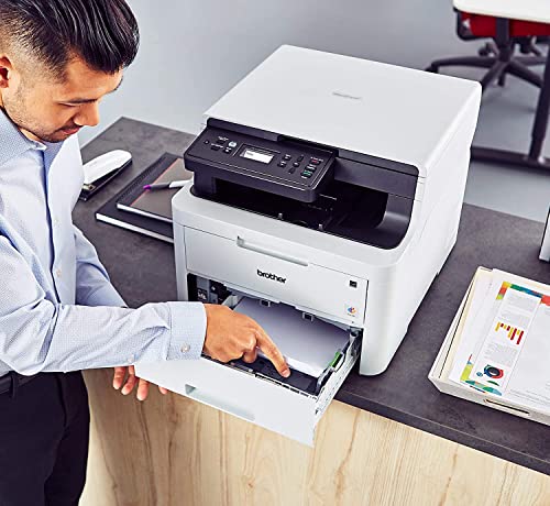 Brother HL-L32 90CDW Wireless Compact Digital Color Laser All-in-One Printer, Print Scan Copy, 600 x 2400 dpi, Duplex Printing, 25ppm, 250-sheet, Compatible with Alexa, Durlyfish USB Printer Cable