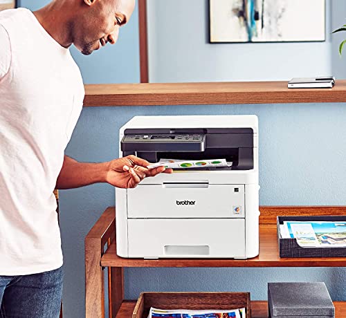 Brother HL-L32 90CDW Wireless Compact Digital Color Laser All-in-One Printer, Print Scan Copy, 600 x 2400 dpi, Duplex Printing, 25ppm, 250-sheet, Compatible with Alexa, Durlyfish USB Printer Cable