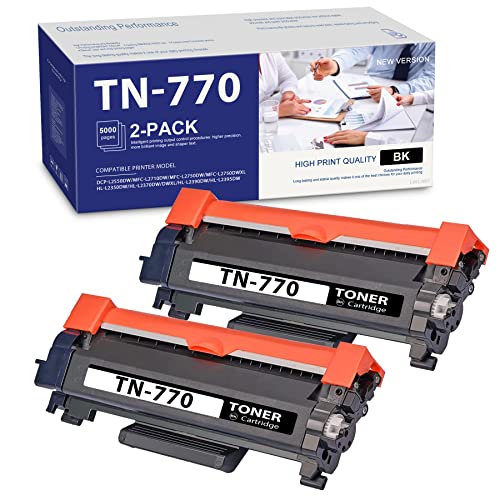 2 Pack TN-770 Black Toner Cartridge - 𝑯𝒊𝒈𝒉 𝒀𝒊𝒆𝒍𝒅 LVELIMIT Compatible TN770 Replacement for Brother MFC-L2750DW MFC-L2750DWXL DCP-L2550DW MFC-L2710DW HL-L2350DW Printer Ink