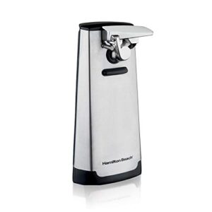 hamilton beach electric automatic can opener with easy-clean detachable cutting lever, cord storage, knife sharpener, brushed stainless steel