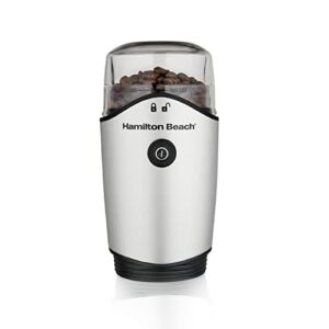 hamilton beach 4.5oz electric coffee grinder for beans, spices & more, stainless steel blades, silver (80350rv)