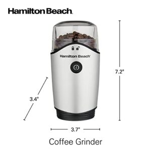 Hamilton Beach 4.5oz Electric Coffee Grinder For Beans, Spices & More, Stainless Steel Blades, Silver (80350RV)