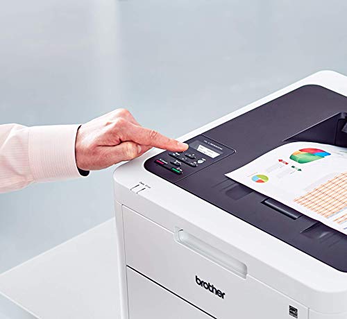 Brother HL-L3230CDW Compact Digital Color Laser Printer, Automatic Duplex Printing, Wireless Printing, Built-in Wireless, 256 MB, 25 ppm, 250-sheet, White-Bundle with JAWFOAL Printer Cable.