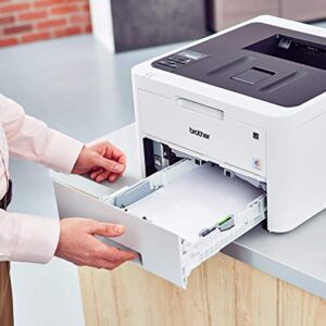 Brother HL-L3230CDW Compact Digital Color Laser Printer, Automatic Duplex Printing, Wireless Printing, Built-in Wireless, 256 MB, 25 ppm, 250-sheet, White-Bundle with JAWFOAL Printer Cable.