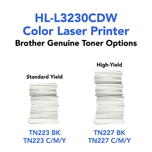 Brother HL-L3230CDW Compact Digital Color Laser Printer, Automatic Duplex Printing, Wireless Printing, Built-in Wireless, 256 MB, 25 ppm, 250-sheet, White-Bundle with JAWFOAL Printer Cable.