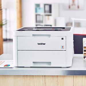 Brother HL-L3230CDW Compact Digital Color Laser Printer, Automatic Duplex Printing, Wireless Printing, Built-in Wireless, 256 MB, 25 ppm, 250-sheet, White-Bundle with JAWFOAL Printer Cable.