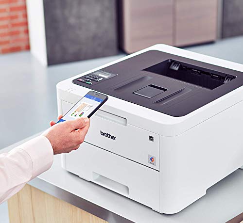 Brother HL-L3230CDW Compact Digital Color Laser Printer, Automatic Duplex Printing, Wireless Printing, Built-in Wireless, 256 MB, 25 ppm, 250-sheet, White-Bundle with JAWFOAL Printer Cable.