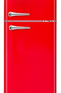 FRIGIDAIRE EFR756-RED EFR756, 2 Door Apartment Size Retro Refrigerator with Top Freezer, Chrome Handles, 7.5 cu ft, red