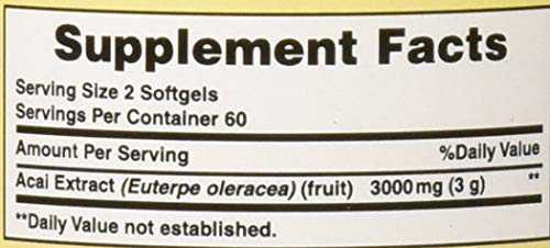 Puritans Pride Triple Strength Acai 3000 MG, 120 Count