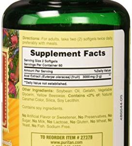 Puritans Pride Triple Strength Acai 3000 MG, 120 Count