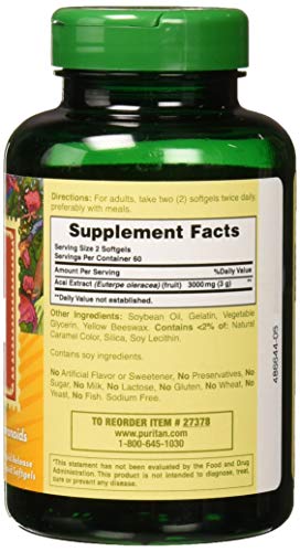 Puritans Pride Triple Strength Acai 3000 MG, 120 Count