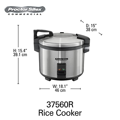 Hamilton Beach Proctor Silex Commercial 37560R Rice Cooker/Warmer, 60 Cups Cooked Rice, Non-Stick Pot, Hinged Lid, Stainless Steel Housing, 1 Year Warranty