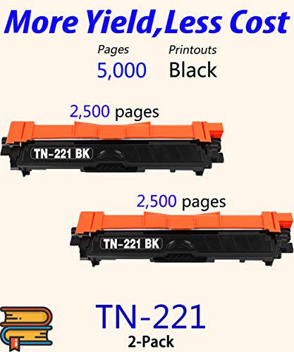 (2-Pack Black) ColorPrint Compatible TN221 Toner Cartridge Replacement for Brother TN-221 TN221BK TN-221BK Work with MFC-9130CW MFC-9330CDW MFC-9340CDW HL-3140CW HL-3150CDN 3170CDW DCP-9020CDN Printer