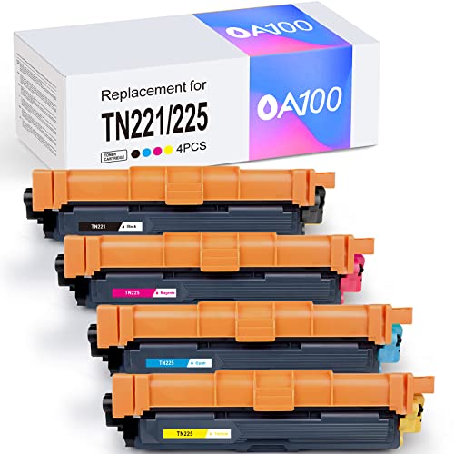 OA100 Compatible Toner Cartridge Replacement for Brother TN221 TN225 TN-221 TN-225 for MFC-9330CDW HL-3170CDW MFC-9130CW (Black, Cyan, Magenta, Yellow, 4-Pack)